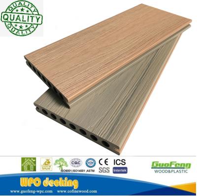 China Co-Extrusion Wood Plastic Composite Decking 140mm Waterproof Outdoor Flooring UV Resistant for sale