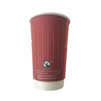 China 16 Oz Red Coffee Disposable Cups Compostable Aqueous Coated Double Wall for sale