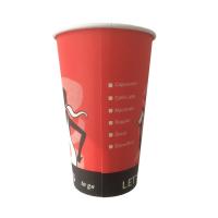 China 16 Oz Cold Paper Cups Aqueous Based Coating Red Takeaway Single Wall for sale