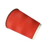 China Red Hot Coffee Paper Cup Aqueous Coated Ripple Wall 12 Oz Paper Cups for sale
