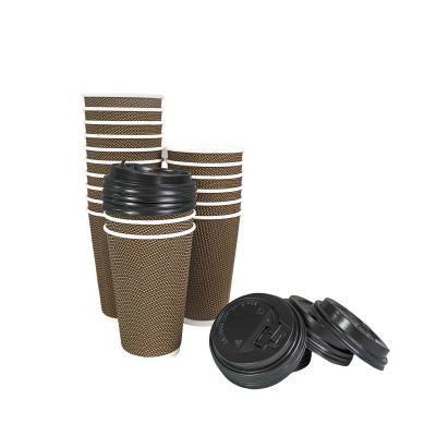China Home Compostable 16 Oz Ripple Wall Paper Coffee Cup With Aqueous Lining FSC Certificated for sale