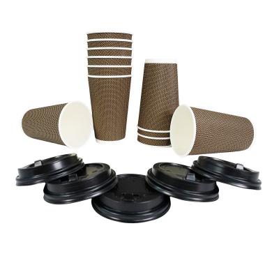 China Plastic Free 16oz Paper Coffee Cups  With Water-based Coating Triple Wall for sale