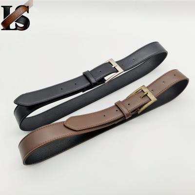 China Factory Direct Wholesale Custom Logo Alloy Pin Buckle pu Leather Belts Both Sides Sewing for sale