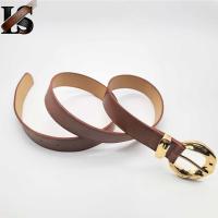 China Manufacturer Casual Leather Belts Brown Large Pin Buckle with alloy washer buckle for sale