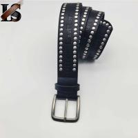 China Wholesale Stylish Vintage Black PU Leather Studded Belt Alloy Pin Buckle with Alloy Metal Rivet for sale