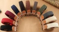 China Canvas Woven Belt, Leather Trim Belt, Silver Buckle, Stretch Belt, Two-Tone Casual Belt, Versatile Belt for Jeans for sale