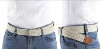 China Canvas Woven Belt, Leather Trim Belt, Silver Buckle, Stretch Belt, Two-Tone Casual Belt, Versatile Belt for Jeans for sale