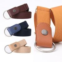 China Canvas Woven Belt, Leather Trim Belt, Silver Buckle, Stretch Belt, Two-Tone Casual Belt, Versatile Belt for Jeans for sale