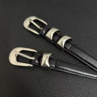 China 2026 New Arrival, Dual-Lock Pin Buckle, Silver Buckle Belt, Trendy Unisex Belt, Minimalist Jeans Belt, Versatile Fashion Belt for sale