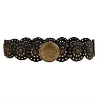 China Vintage baddie, Y2K subculture, disc hook faux leather, retro rivet patchwork alloy belt, wide belt for sale