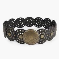 China Vintage baddie, Y2K subculture, disc hook faux leather, retro rivet patchwork alloy belt, wide belt for sale