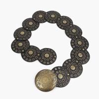 China Vintage baddie, Y2K subculture, disc hook faux leather, retro rivet patchwork alloy belt, wide belt for sale