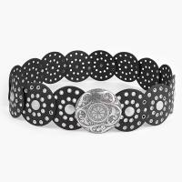 China Vintage baddie, Y2K subculture, disc hook faux leather, retro rivet patchwork alloy belt, wide belt for sale