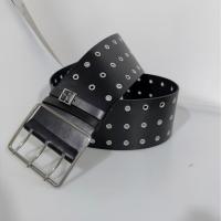 China Extra-wide grommet black belt, Y3K millennium baddie-style denim pants belt, versatile for sale