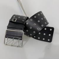 China Extra-wide grommet black belt, Y3K millennium baddie-style denim pants belt, versatile for sale