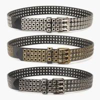 China Unisex European and American style belt, trendy dark hollow rivet punk belt, versatile jeans belt for sale