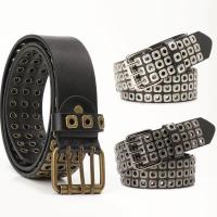 China Unisex European and American style belt, trendy dark hollow rivet punk belt, versatile jeans belt for sale