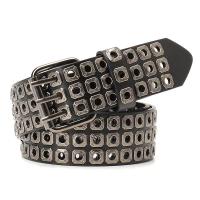 China Unisex European and American style belt, trendy dark hollow rivet punk belt, versatile jeans belt for sale