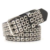 China Unisex European and American style belt, trendy dark hollow rivet punk belt, versatile jeans belt for sale