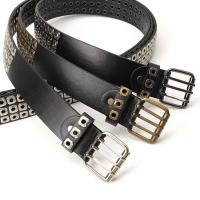 China Unisex European and American style belt, trendy dark hollow rivet punk belt, versatile jeans belt for sale