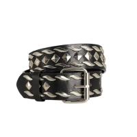 China Willow Leaf Hardware Rivet Punk Dark Square Bead Belt Fashion Jeans Strap for sale