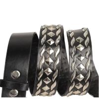 China Willow Leaf Hardware Rivet Punk Dark Square Bead Belt Fashion Jeans Strap for sale