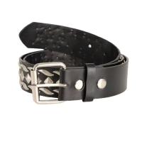 China Willow Leaf Hardware Rivet Punk Dark Square Bead Belt Fashion Jeans Strap for sale