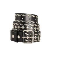 China Willow Leaf Hardware Rivet Punk Dark Square Bead Belt Fashion Jeans Strap for sale