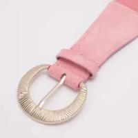 China Classic Retro Pink Suede Belt with Alloy Buckle Dress Waistband Adjustable Elastic Flexible Woven Fashion Women for sale