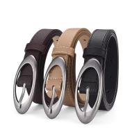 China Wholesale Designer Women's Casual All-Match PU Leather Belt Oval Alloy Pin Buckle Western Style for sale