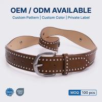 China Fashion Women's Design Rivet Studs Belt Genuine Leather With Zinc Alloy  Buckle Belts for sale