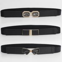 China For Women Floral Gold Buckle Wide Cinch Belts Vintage Elastic Waist Belt for sale
