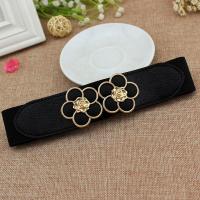 China For Women Floral Gold Buckle Wide Cinch Belts Vintage Elastic Waist Belt for sale