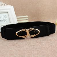 China For Women Floral Gold Buckle Wide Cinch Belts Vintage Elastic Waist Belt for sale
