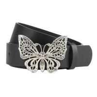 China Lingshang Belt Manufacturer Women Adjustable Belts Butterfly Crystal Buckle Faux Leather Belts for sale