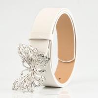 China Lingshang Belt Manufacturer Women Adjustable Belts Butterfly Crystal Buckle Faux Leather Belts for sale