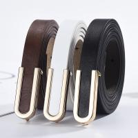 China Korean-Style Leather Belts U-Shaped Gold Buckle Belts Thin Adjustable Women Belts for sale