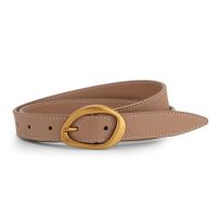 China Thin Adjustable Belt Genuine Leather Belts for Women Matte Gold Oval Buckle Belts for Dresses for sale
