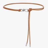 China Factory Customs PU Belt Women Thin Knotted Tassel Cord Strap Faux Leather Waist Accessory for sale