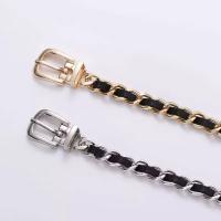 China Customs Adjustable Waist Chain Belt PU Inter woven Gold Link Design Waist Chain Stainless Steel for sale