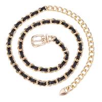China Customs Adjustable Waist Chain Belt PU Inter woven Gold Link Design Waist Chain Stainless Steel for sale