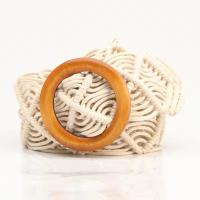 China Vintage Woven Women Belt Bohemian Macrame Waist Belt Wooden Buckle For Summer Outfits Elastic Belts for sale