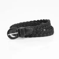 China Elastic Stretch Woven Fabric Belts Vintage Casual Ladies Waist Belts For Women Hand Braided PU Rope Strap D Ring Buckle for sale