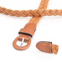 China Elastic Stretch Woven Fabric Belts Vintage Casual Ladies Waist Belts For Women Hand Braided PU Rope Strap D Ring Buckle for sale