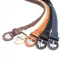 China Elastic Stretch Woven Fabric Belts Vintage Casual Ladies Waist Belts For Women Hand Braided PU Rope Strap D Ring Buckle for sale
