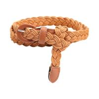 China Elastic Stretch Woven Fabric Belts Vintage Casual Ladies Waist Belts For Women Hand Braided PU Rope Strap D Ring Buckle for sale