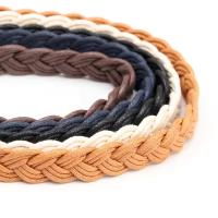 China Elastic Stretch Woven Fabric Belts Vintage Casual Ladies Waist Belts For Women Hand Braided PU Rope Strap D Ring Buckle for sale