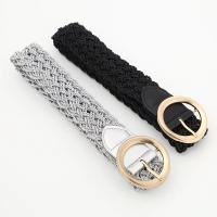 China Hand-Woven Oval Alloy Pin Buckle Head Matching Dresses Skirts Woven Braided Leather Belts for sale