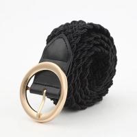 China Hand-Woven Oval Alloy Pin Buckle Head Matching Dresses Skirts Woven Braided Leather Belts for sale