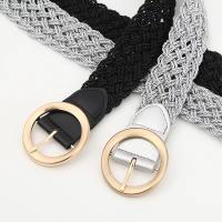 China Hand-Woven Oval Alloy Pin Buckle Head Matching Dresses Skirts Woven Braided Leather Belts for sale